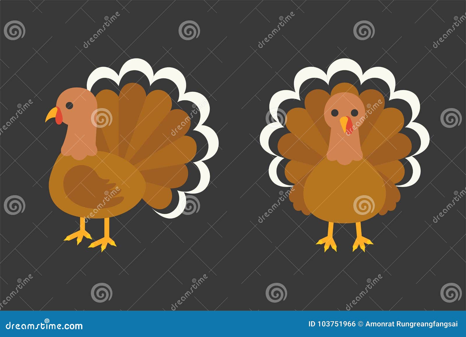 Turkey in Front and Side View Stock Vector - Illustration of turkey ...
