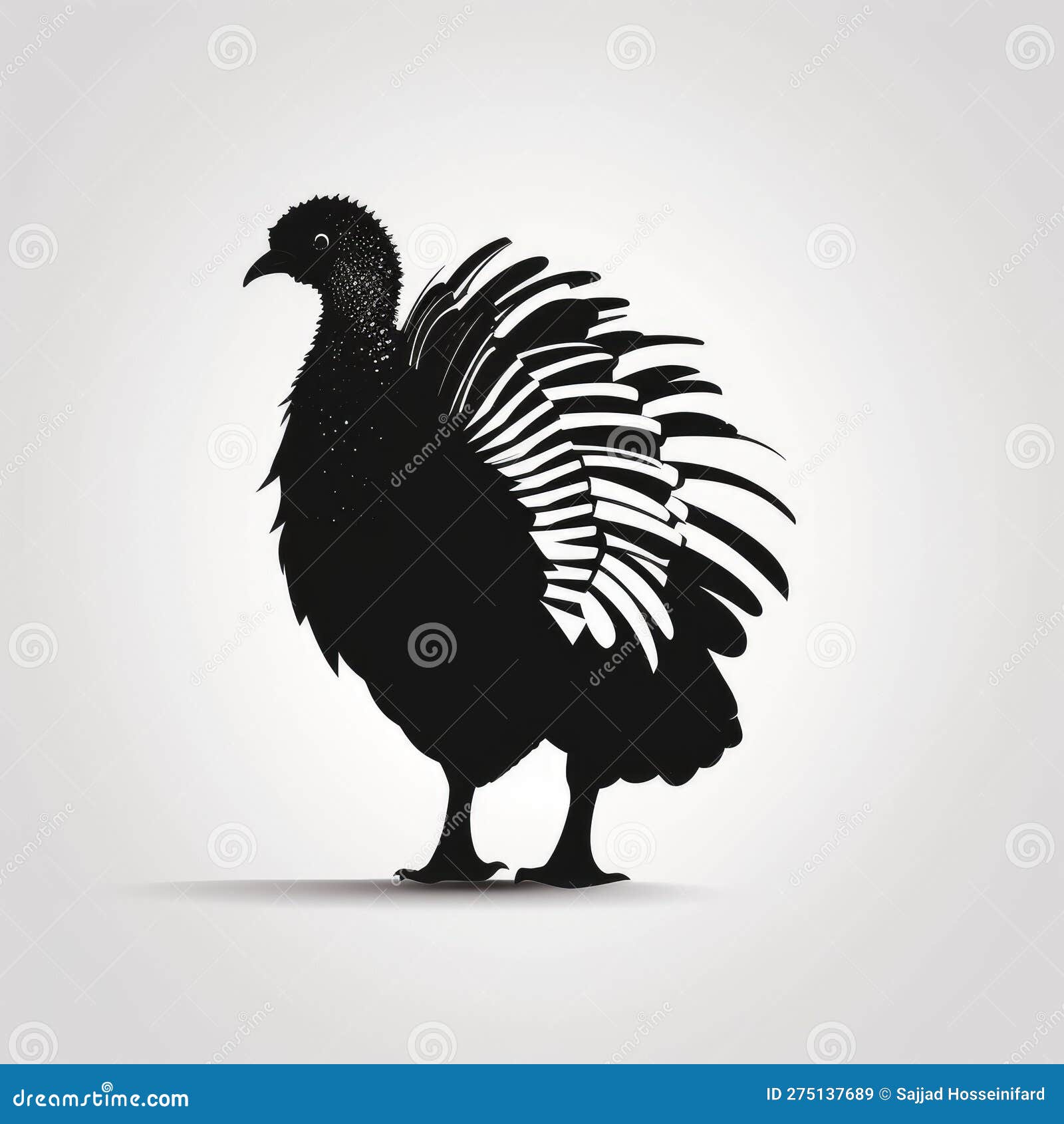 Turkey Front View Silhouette on White Background Stock Illustration ...