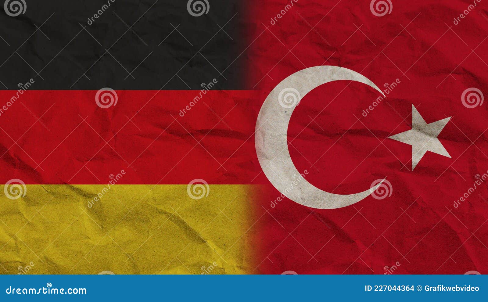 Turkey and Germany Flags Together, Crumpled Paper Effect 3D ...