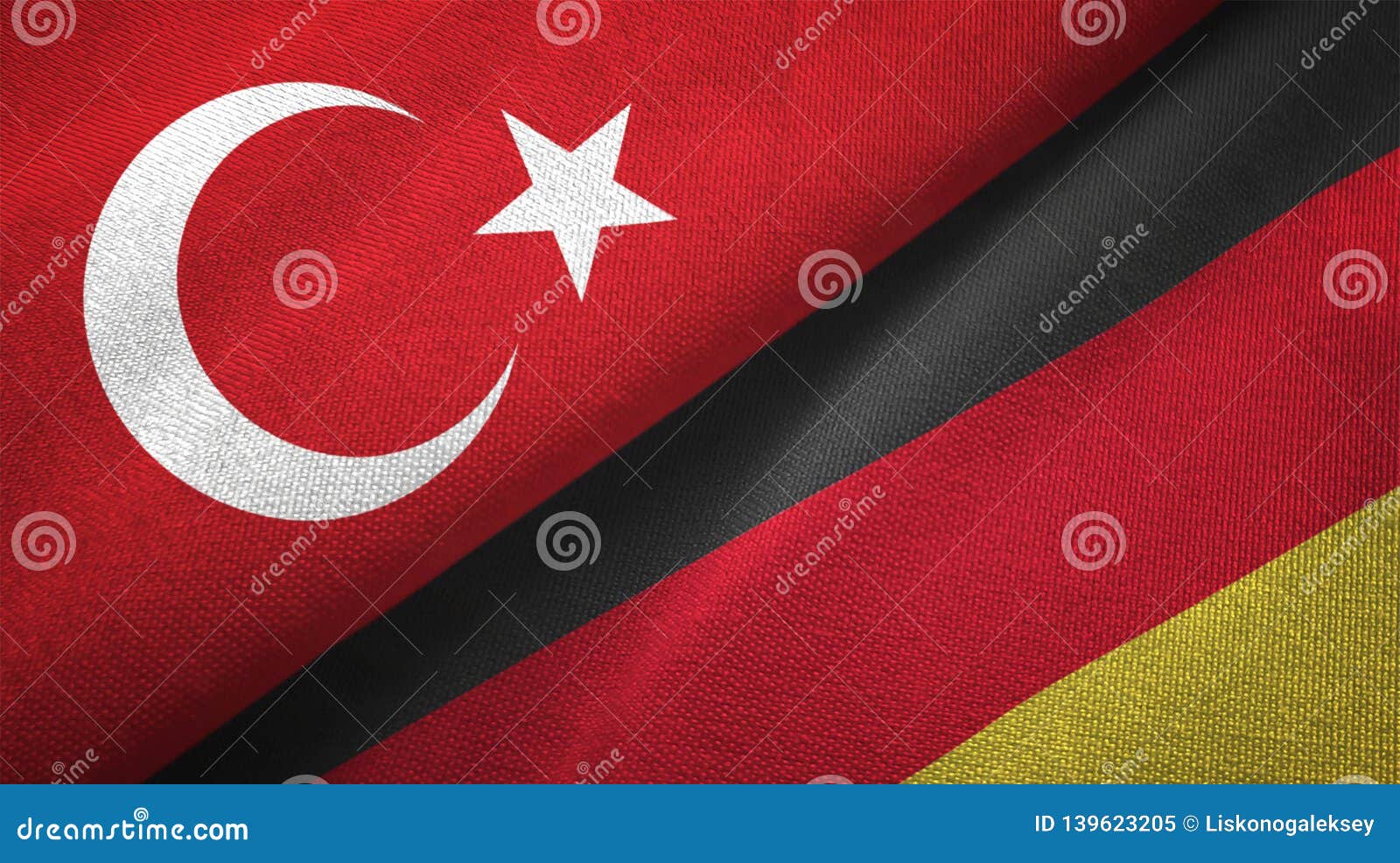 Turkey and Germany Two Flags Textile Cloth, Fabric Texture Stock ...