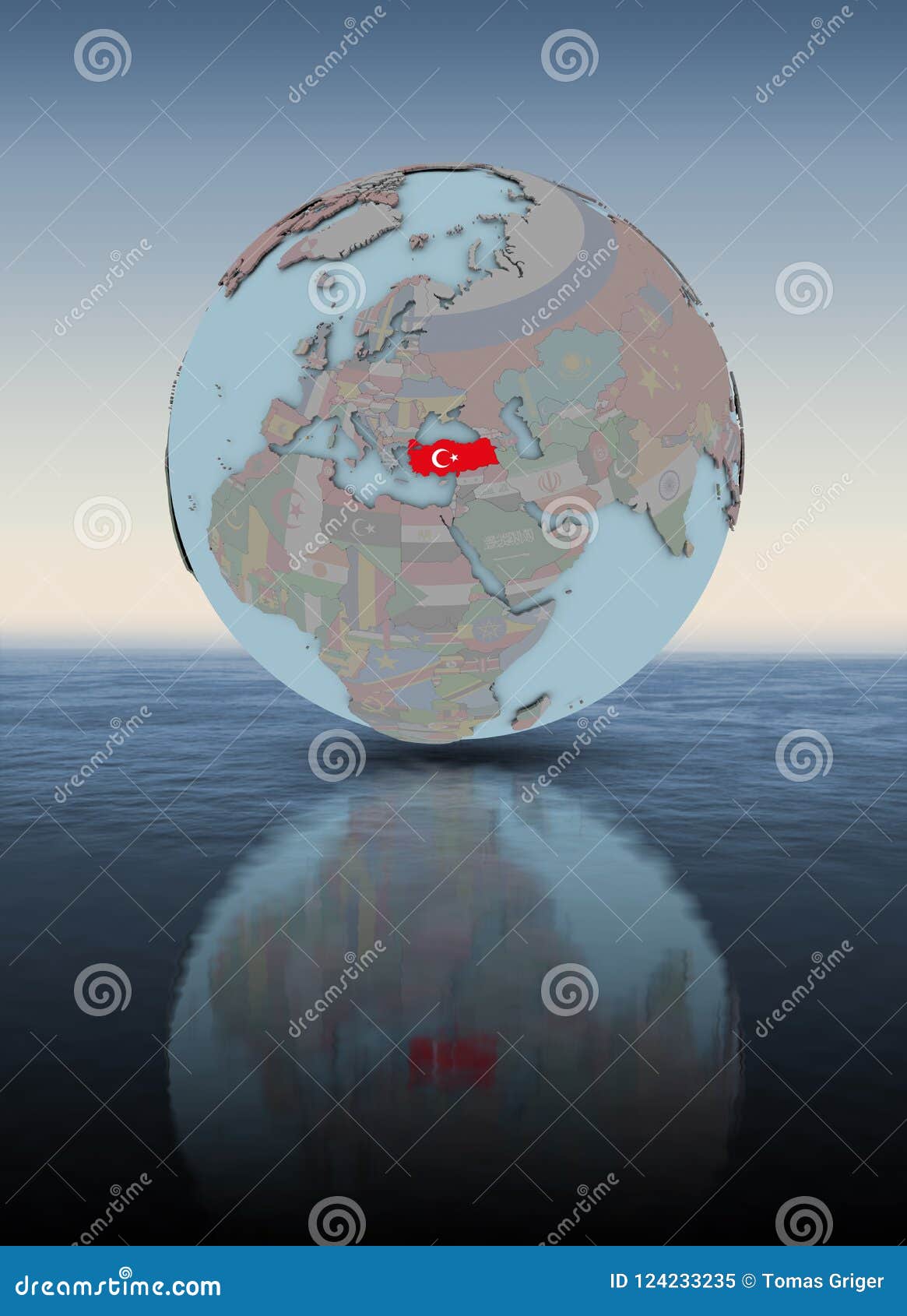 Turkey on Globe Above Water Surface Stock Illustration - Illustration of republic, turkey: 124233235