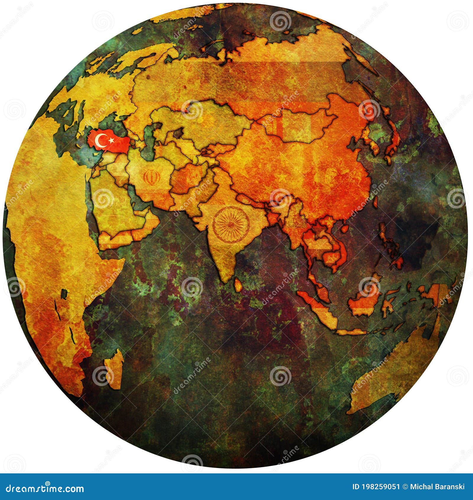 Turkey on globe map stock illustration. Illustration of political ...