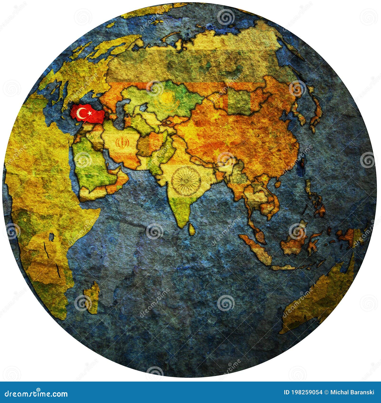 Turkey on globe map stock illustration. Illustration of territory ...