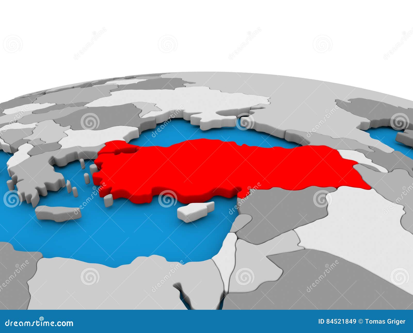 Turkey on globe in red stock illustration. Illustration of render ...