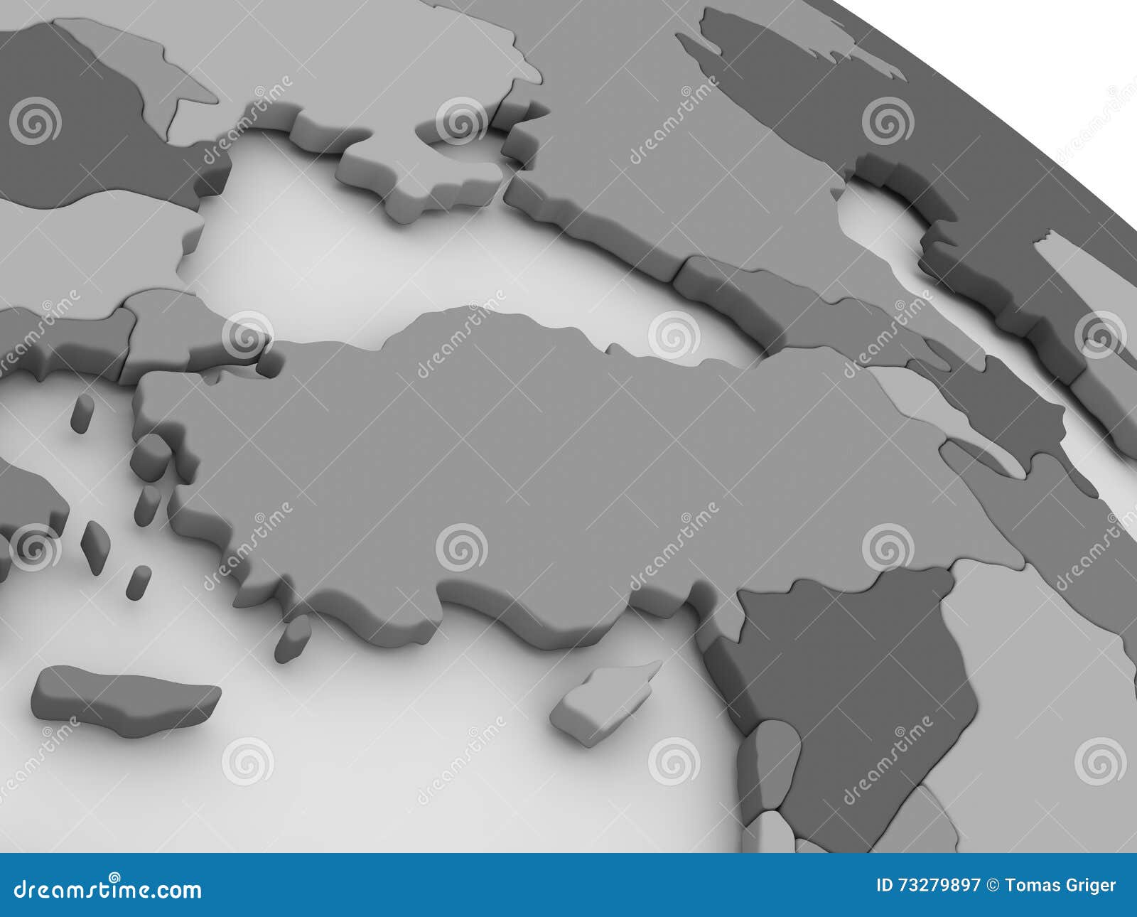 Turkey on grey 3D map stock illustration. Illustration of flag - 73279897