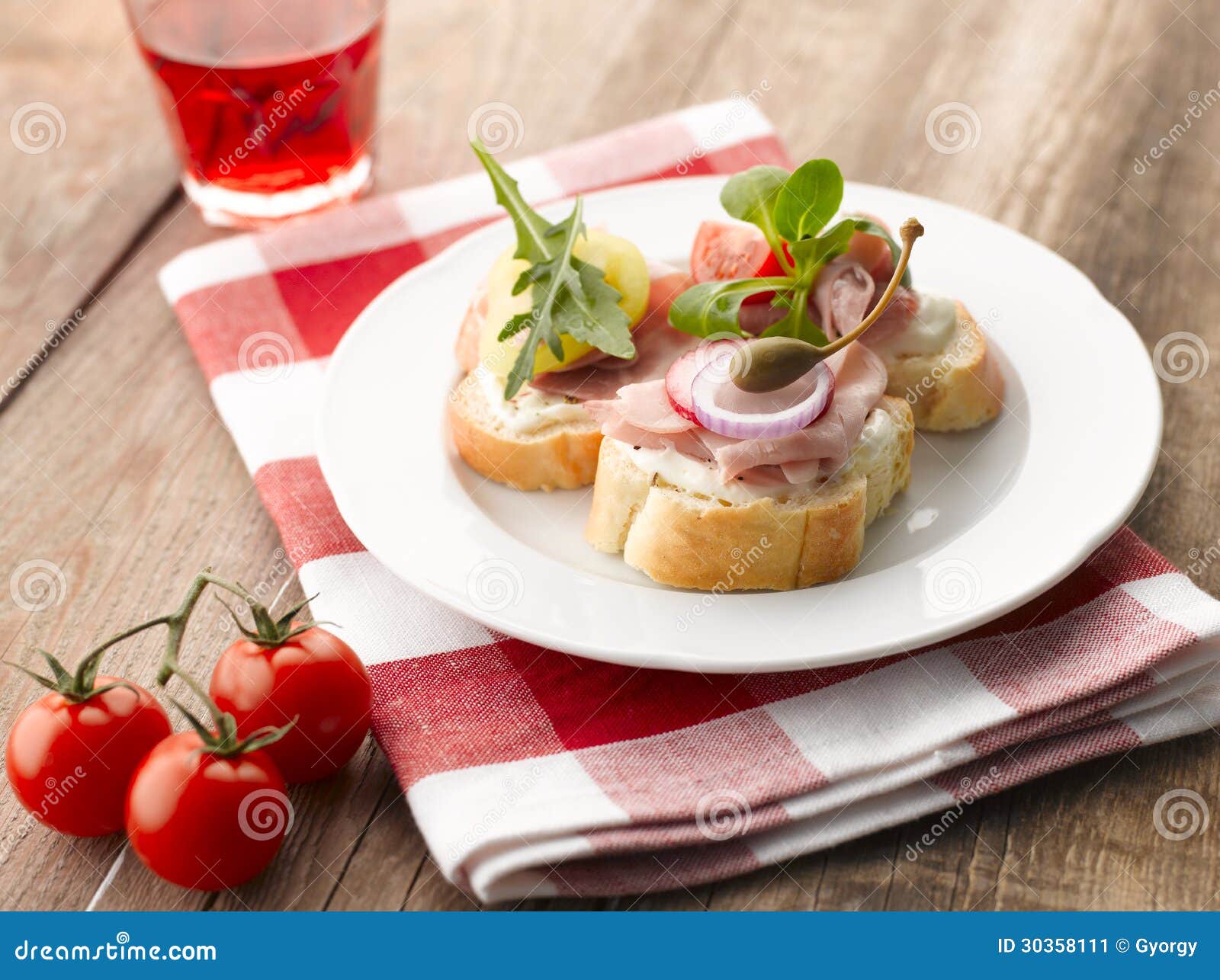 Turkey Ham Canapes stock image. Image of lettuce, tomato - 30358111