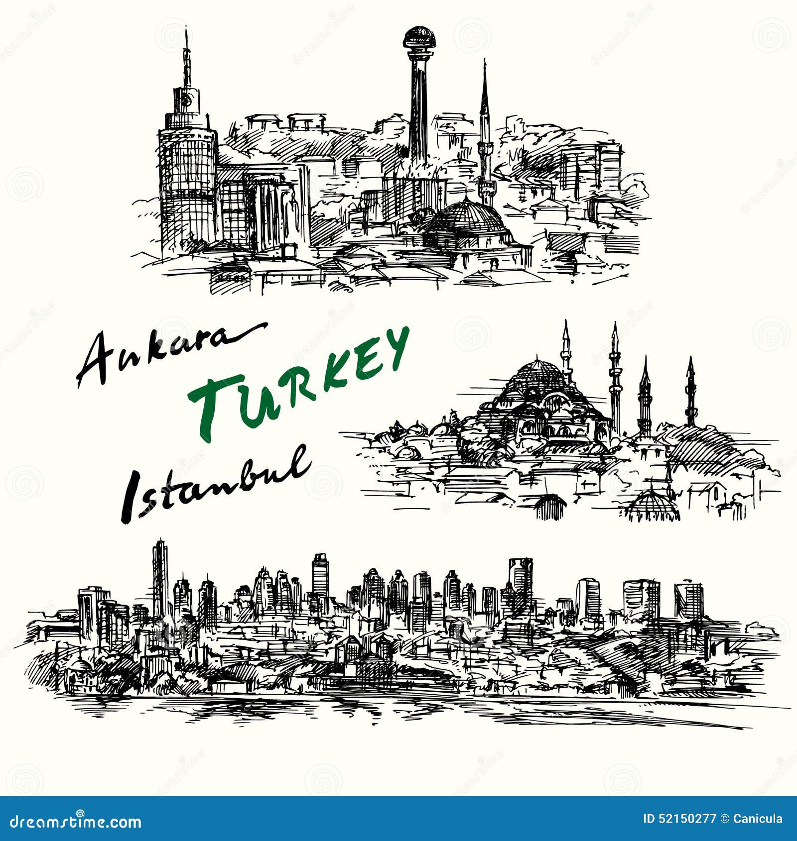 Turkey - Hand Drawn Collection Stock Illustration - Illustration of ...