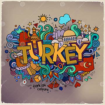 Turkey Hand Lettering and Doodles Elements Stock Vector - Illustration ...