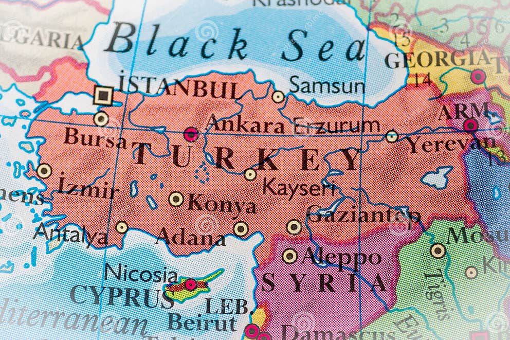 Turkey Highlighted on a World Map Stock Image - Image of pinpoint ...