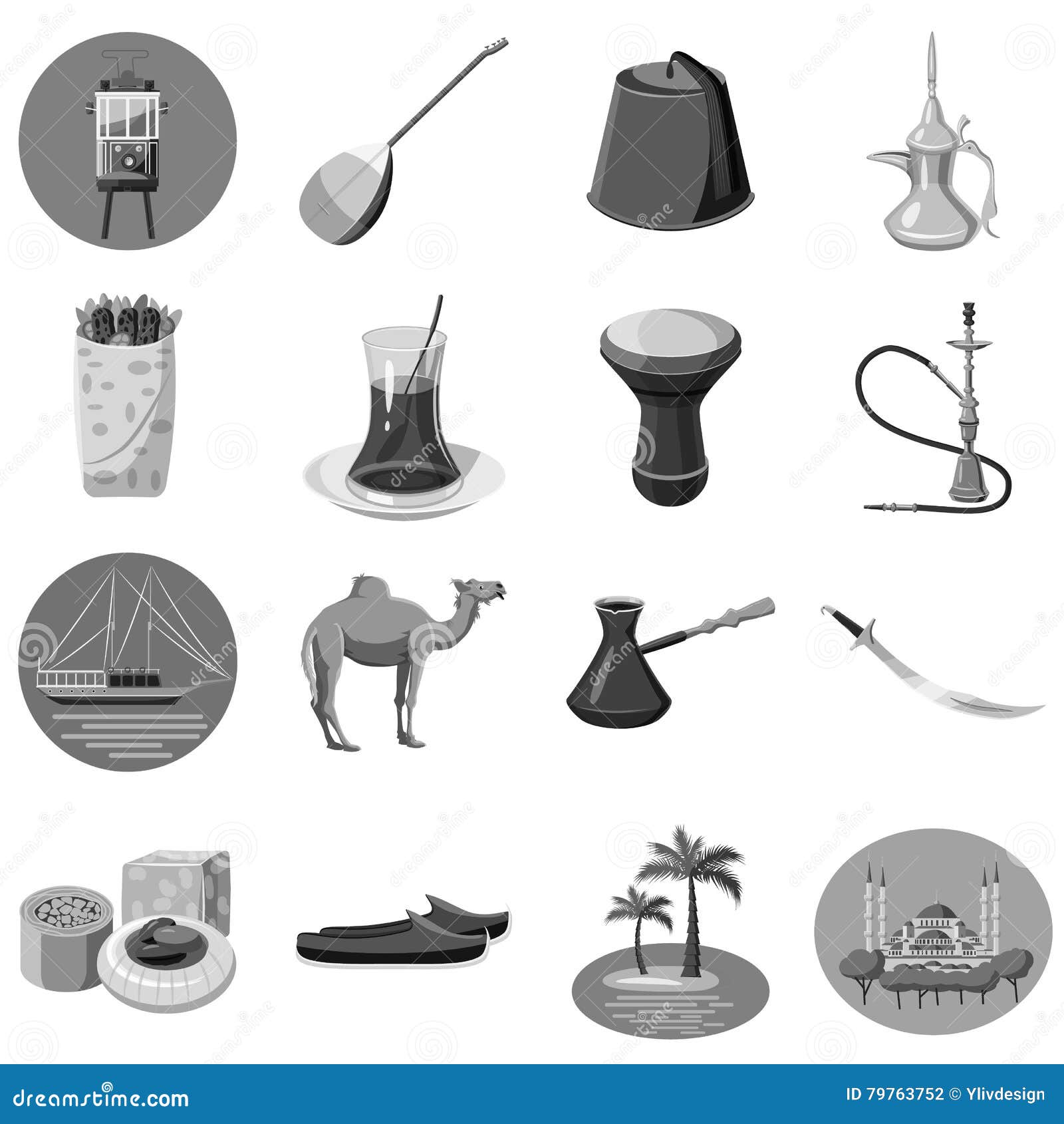 Turkey Icons Set, Gray Monochrome Style Stock Vector - Illustration of ...