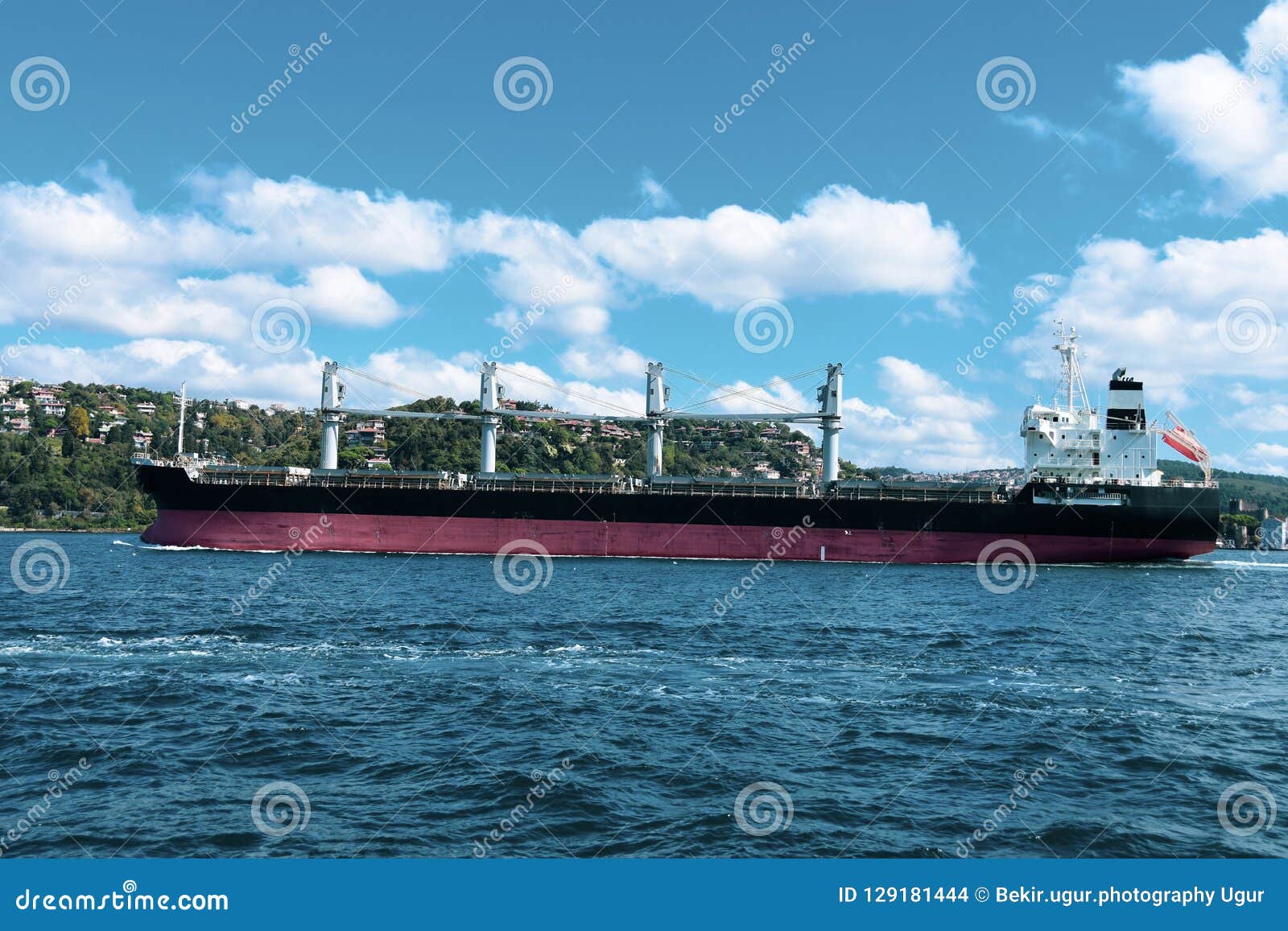 Turkey, Istanbul, Bosphorus Channel, Bosphorus Bridge, an Cargo Ship ...