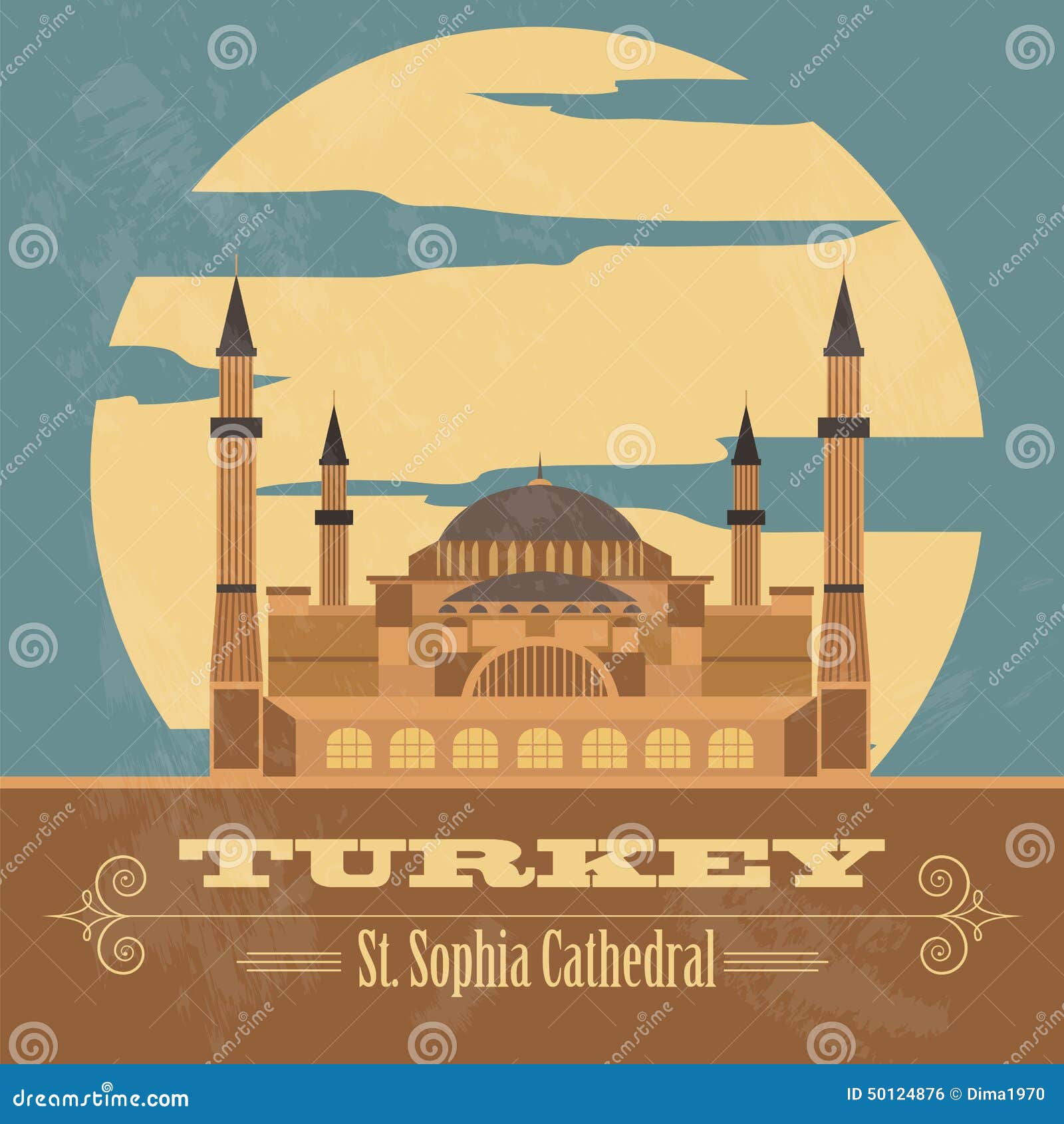 Turkey Landmarks. Retro Styled Image Stock Vector - Illustration of ...