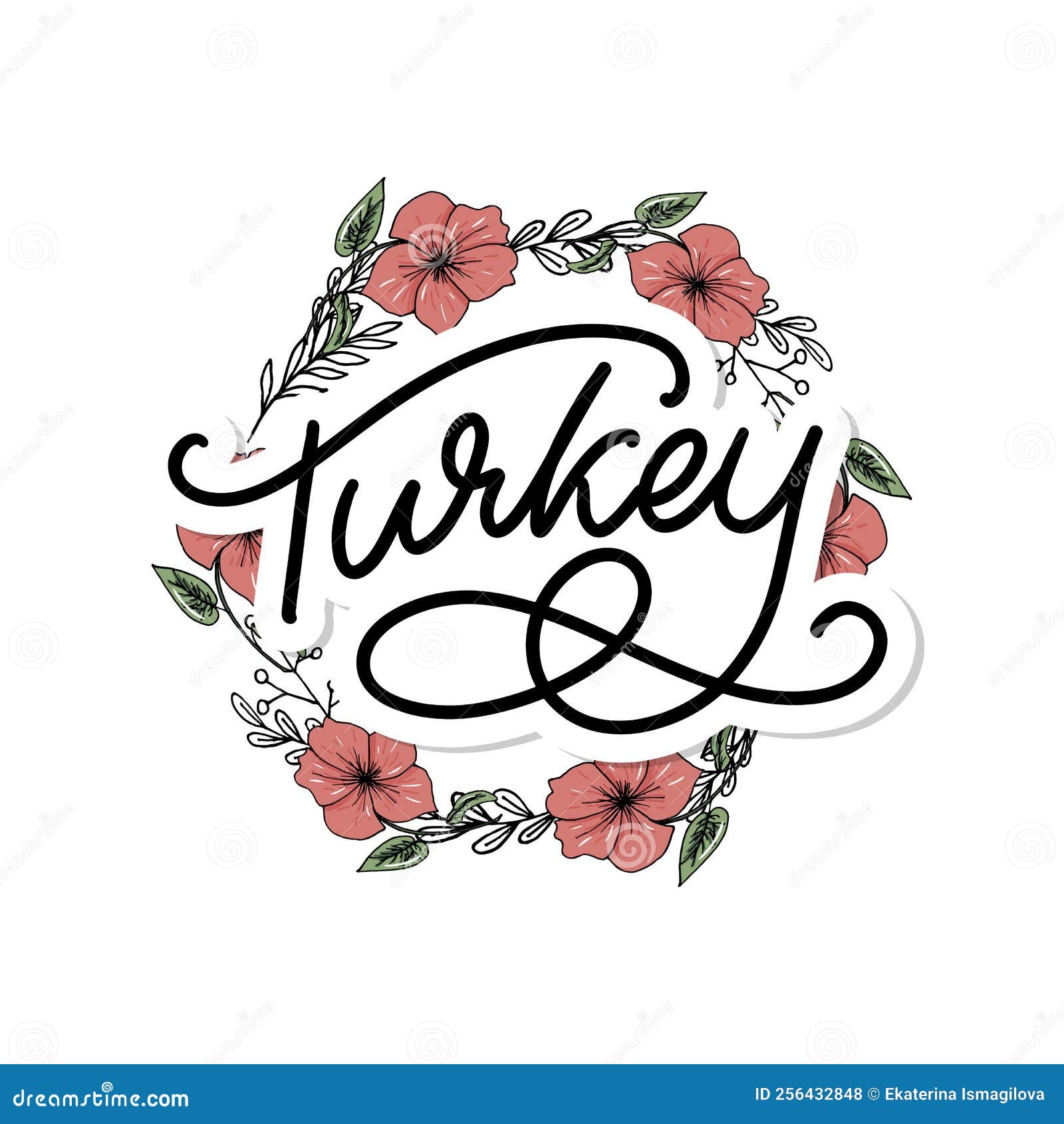 Turkey Lettering. Handwritten Name of the Country. Vector Design ...