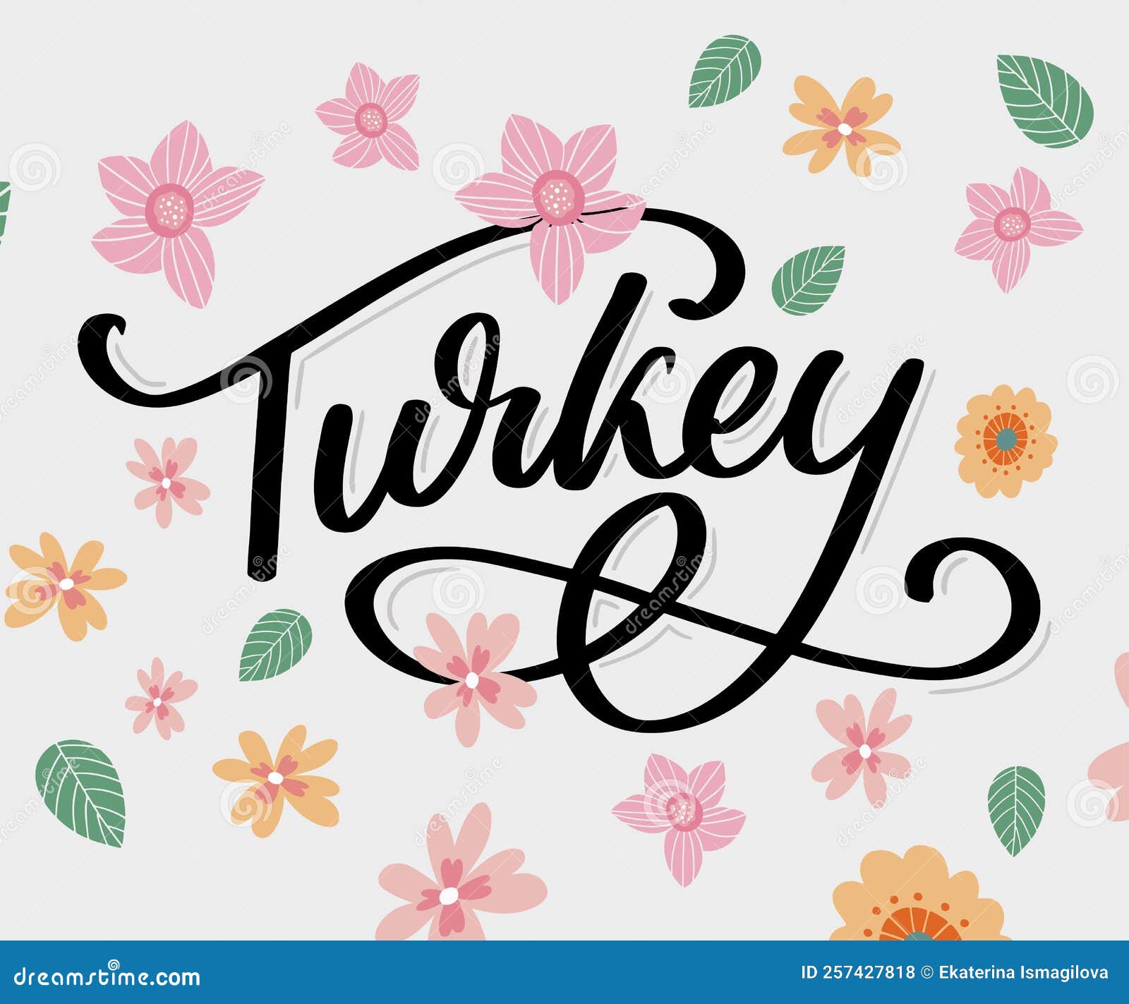 Turkey Lettering. Handwritten Name of the Country. Vector Design ...