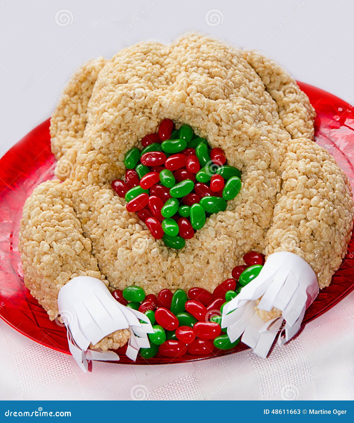 Turkey Made with Cereal on Red Plate. Stock Image - Image of crunchy ...