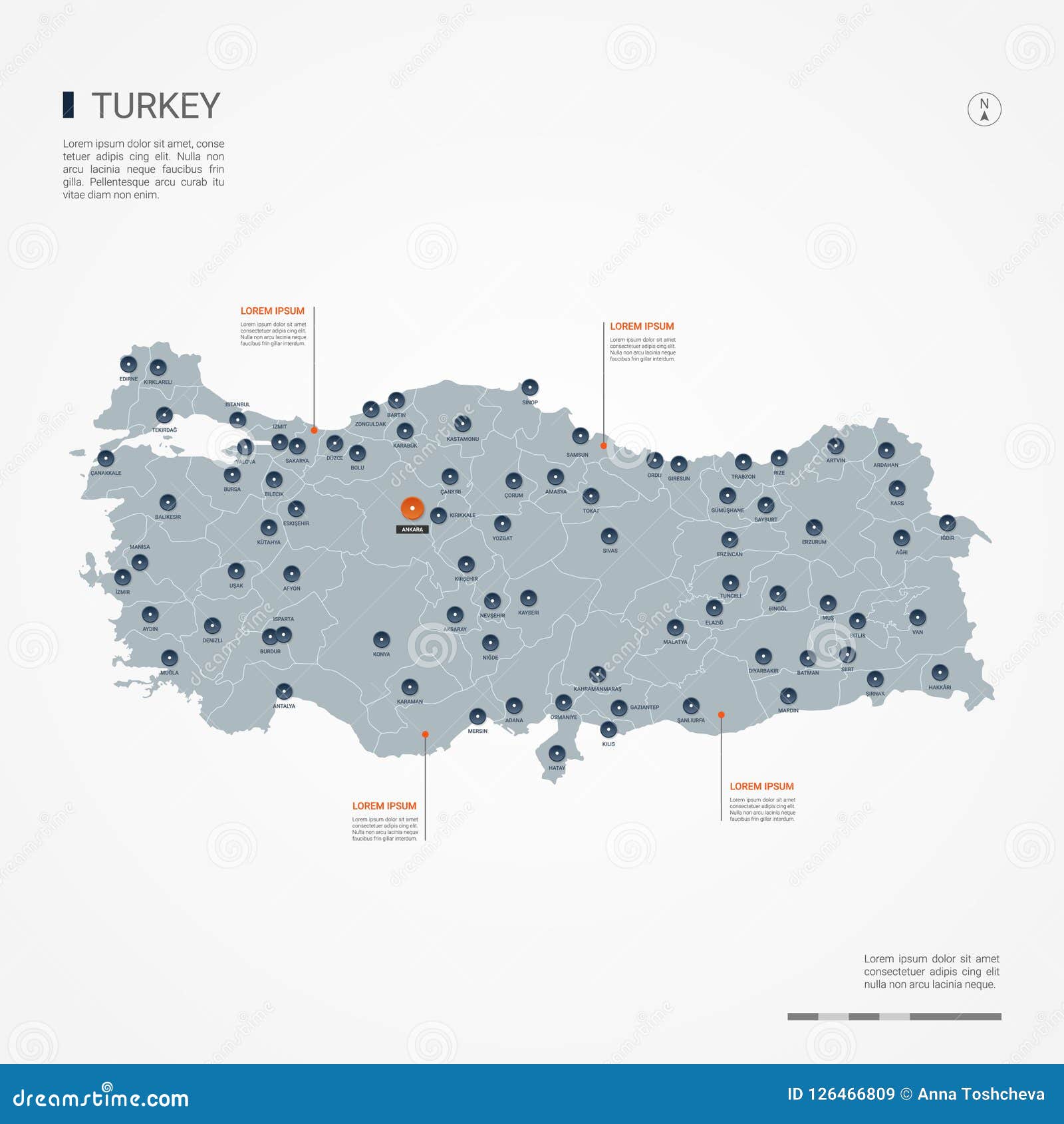 Turkey Infographic Map Vector Illustration. Stock Vector - Illustration ...