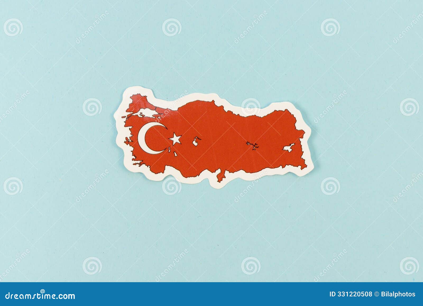 Turkey Map with Flag Colors on Light Blue Background Stock Photo ...