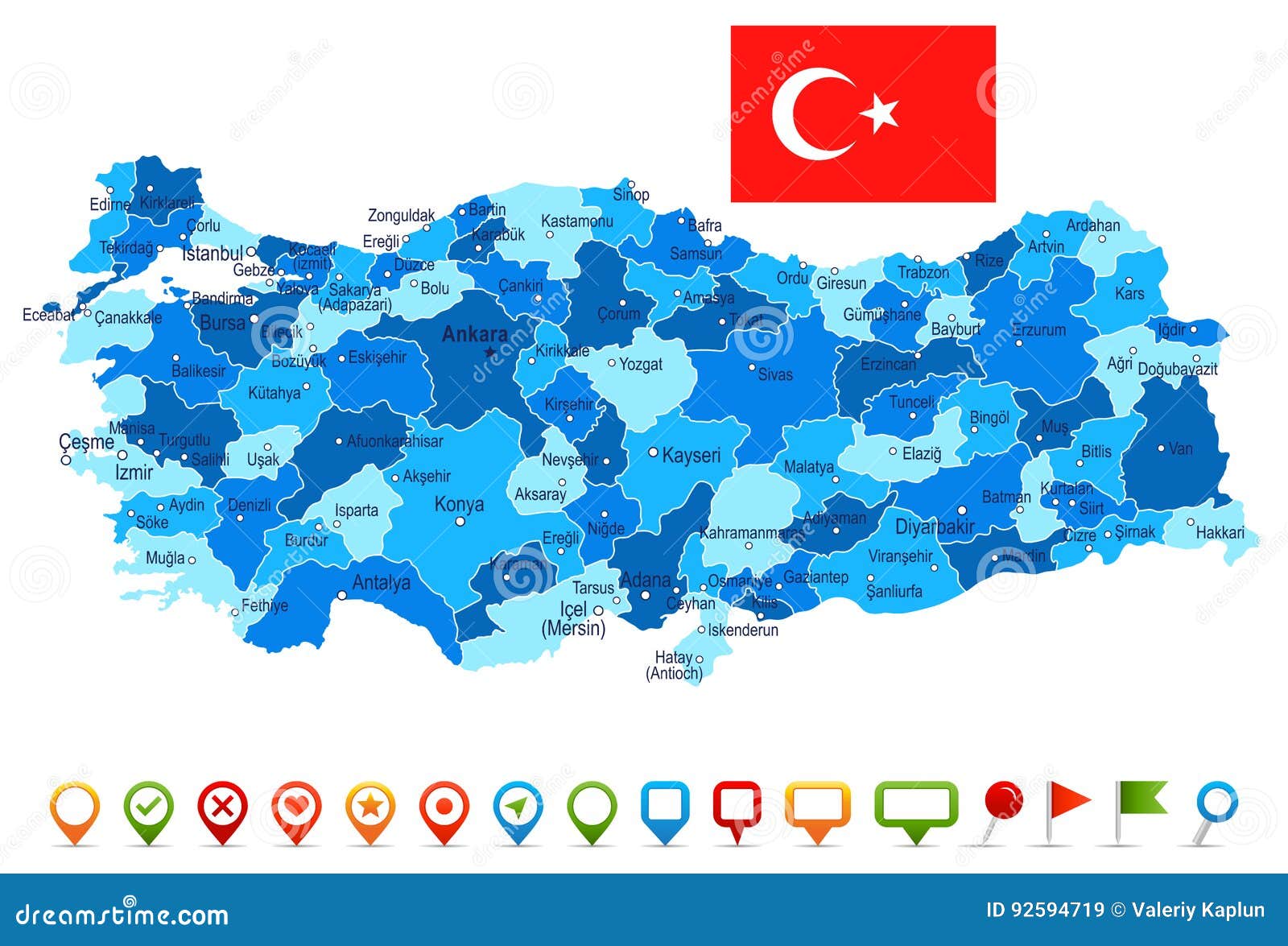 Turkey - Map and Flag - Illustration Stock Illustration - Illustration ...