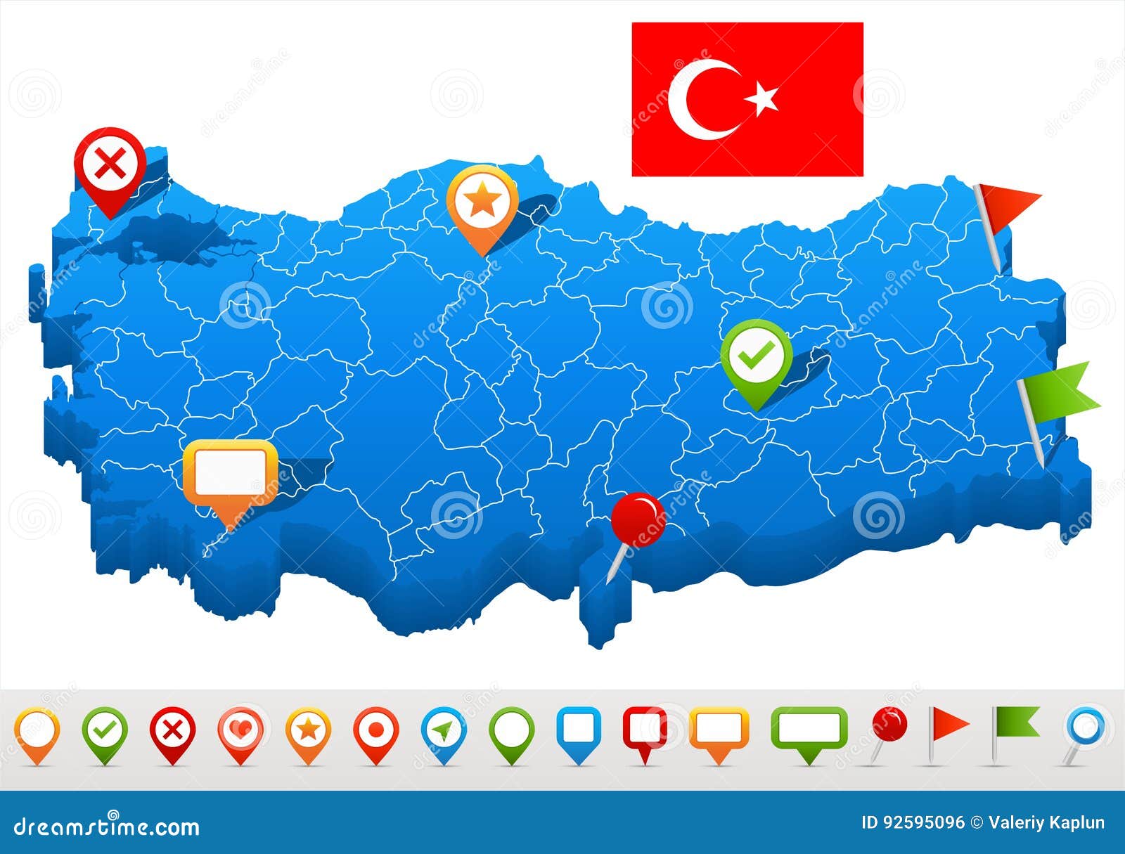Turkey - Map and Flag - Illustration Stock Illustration - Illustration ...