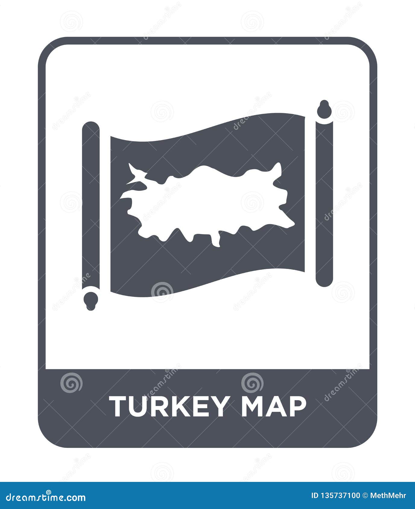 Turkey Map Icon in Trendy Design Style. Turkey Map Icon Isolated on ...