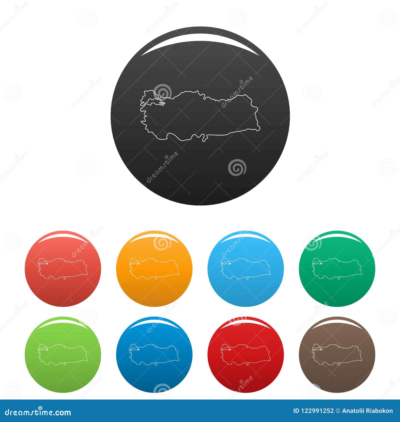 Turkey map icons set line stock illustration. Illustration of land ...