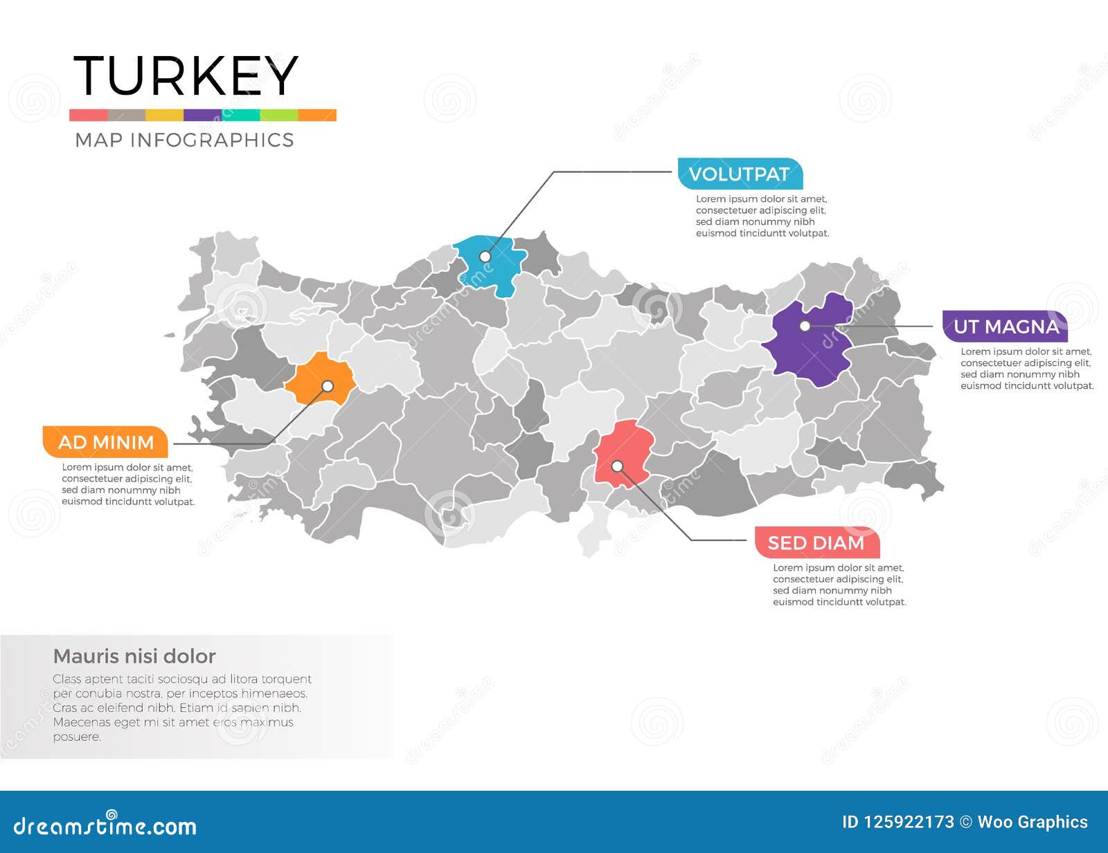 Turkey Map Infographics Vector Template With Regions And Pointer Marks ...