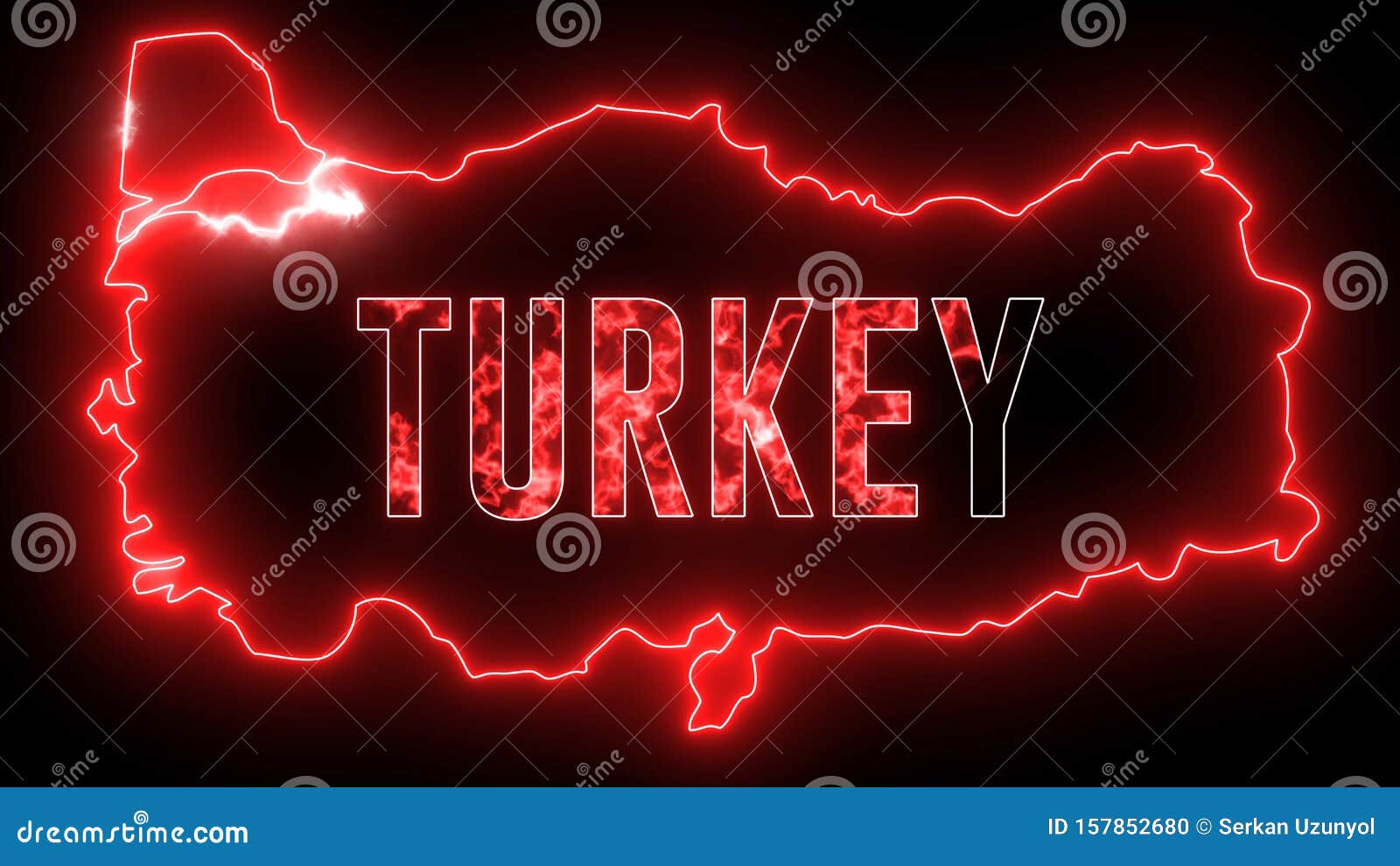Turkey Map with Neon Light. Creative Country Shape with Technology ...