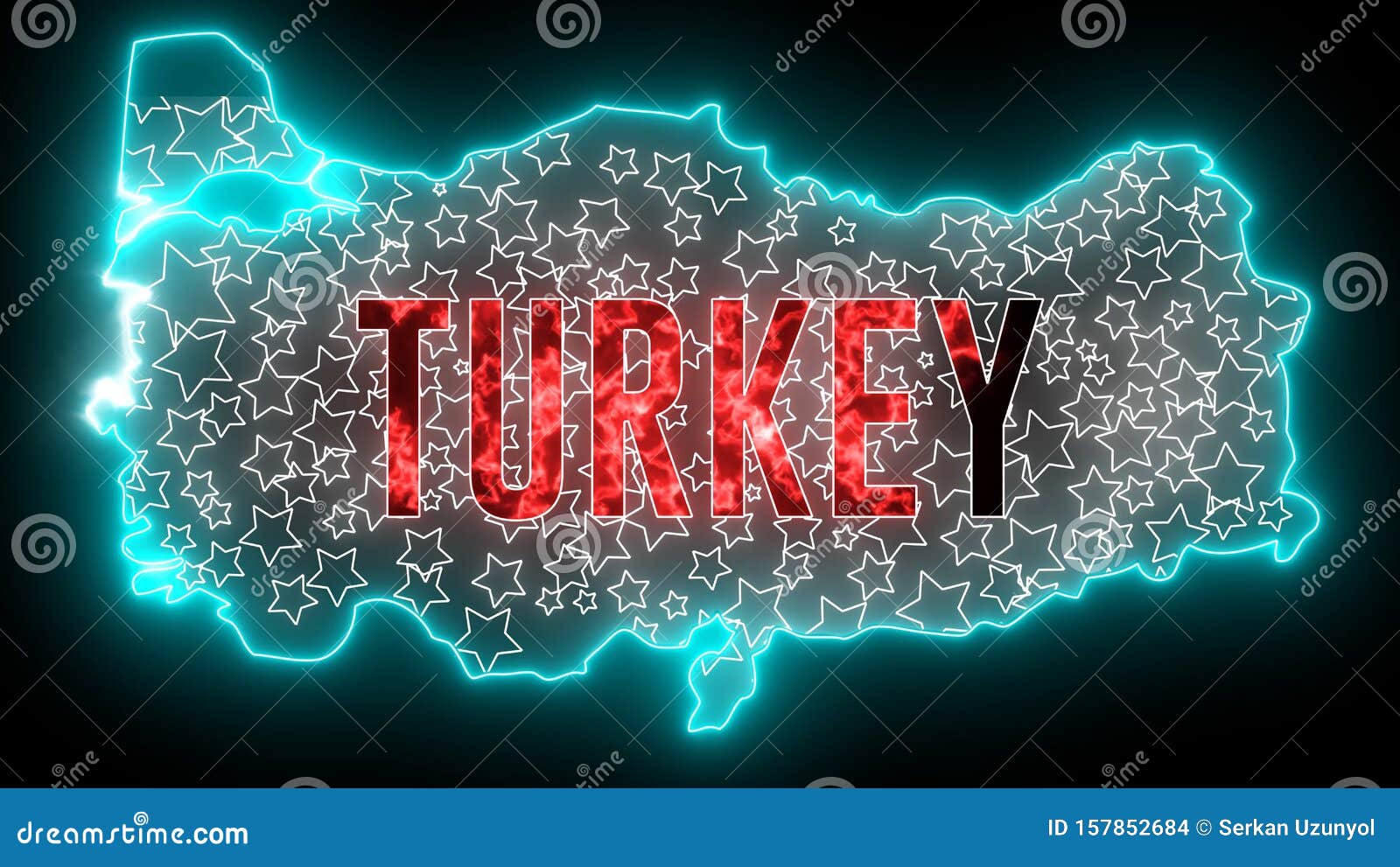 Turkey Map with Neon Light. Creative Country Shape with Technology ...