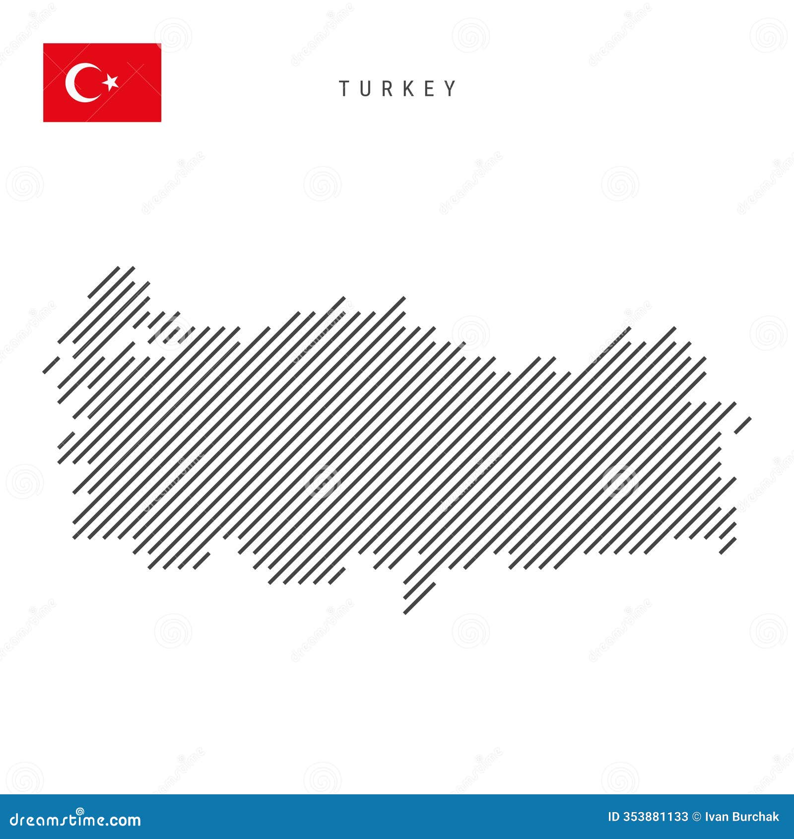 Turkey Map from Pattern of Black Slanted Parallel Lines. Flat Vector ...