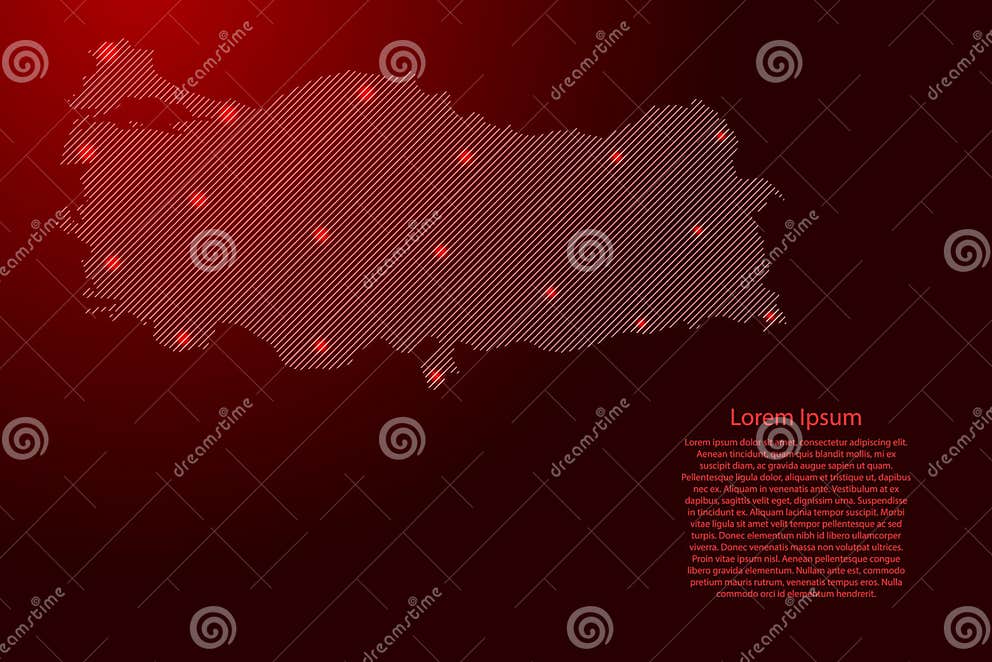 Turkey Map from Red Pattern Slanted Parallel Lines and Glowing Space ...
