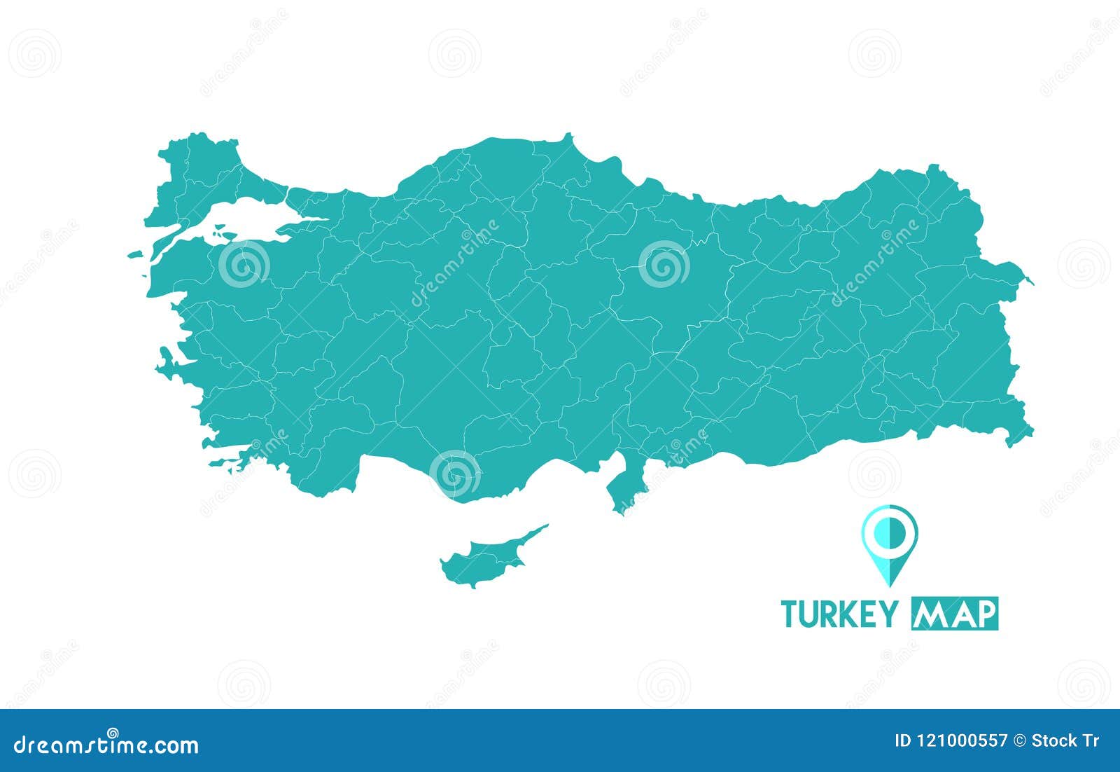 Detailed Vector Map of Turkey Stock Vector - Illustration of green ...