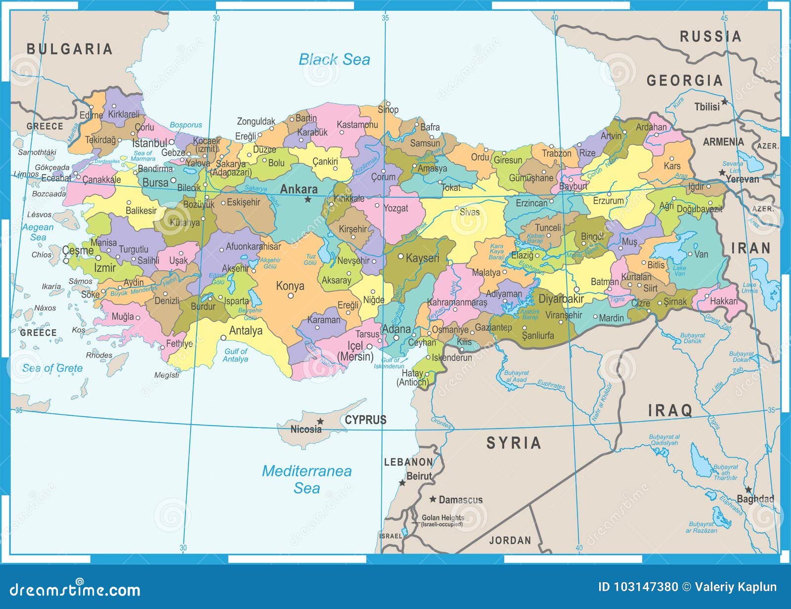 Turkey Map - Vector Illustration Stock Illustration - Illustration of ...