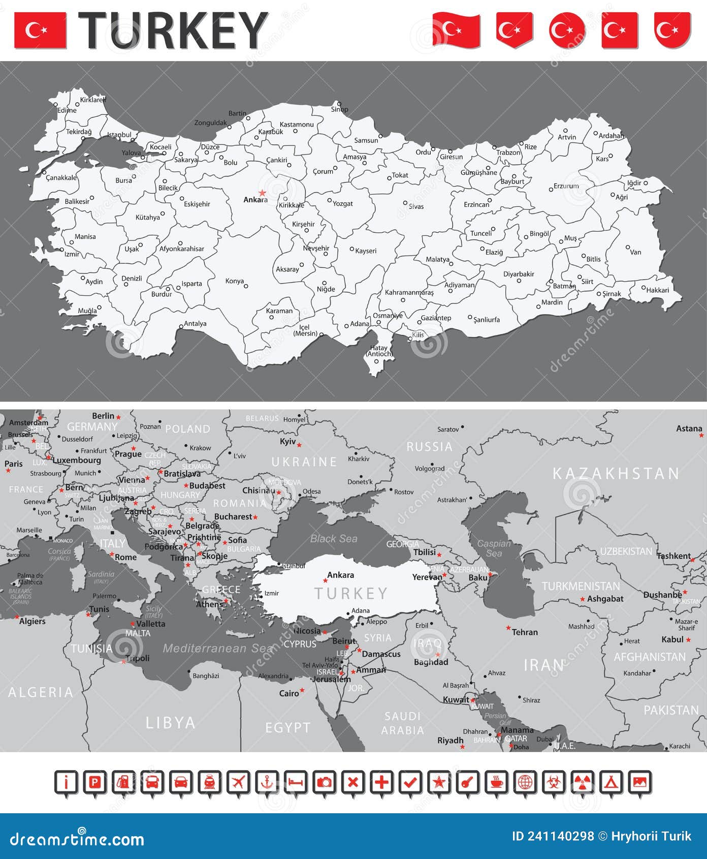 Turkey Map - Vector Infographic Set Stock Vector - Illustration of ...
