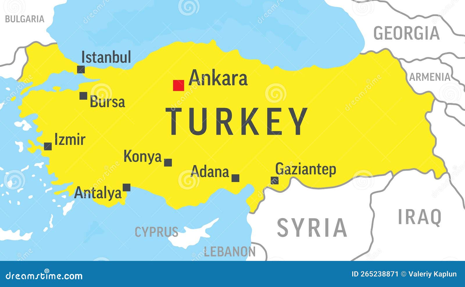 Zoom On Turkey Map And Flag. World Map Cartoon Vector | CartoonDealer ...