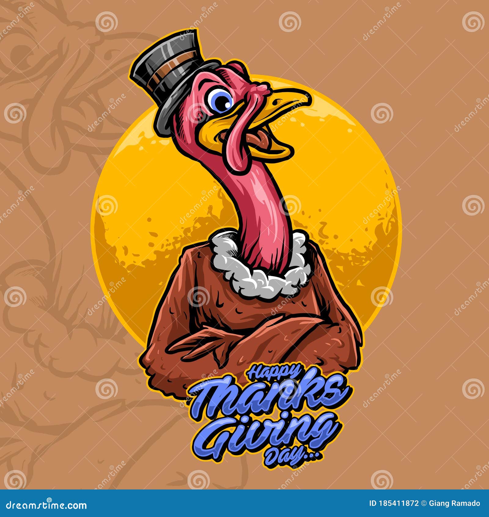 Turkey Mascot of Thanksgiving Day Stock Vector - Illustration of poster ...