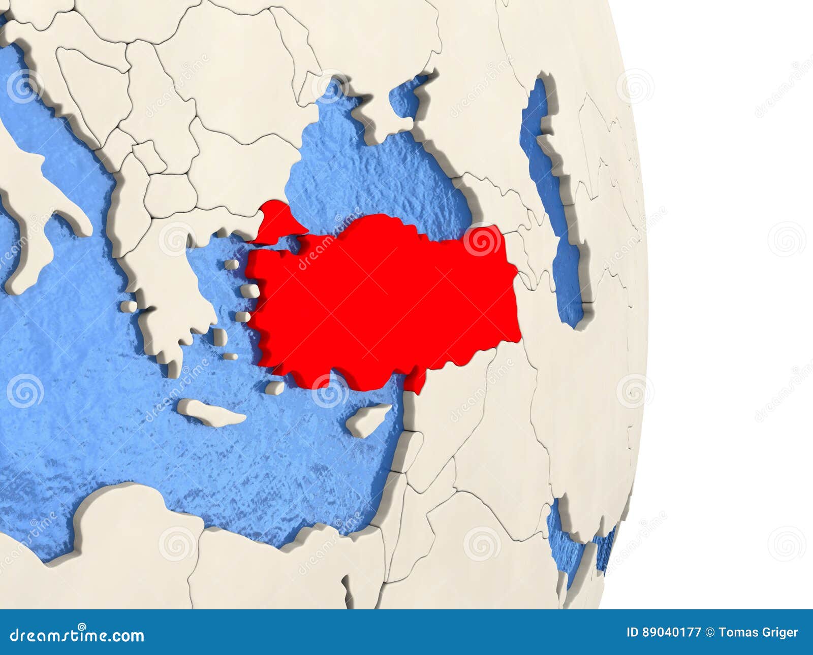 Turkey on Model of Political Globe Stock Illustration - Illustration of ...