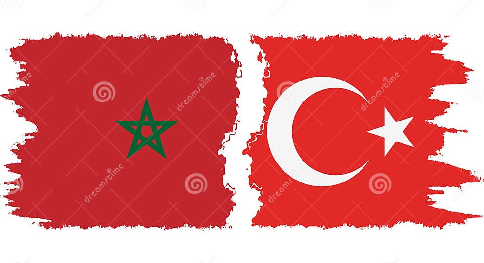 Turkey and Morocco Grunge Flags Connection Vector Stock Vector ...