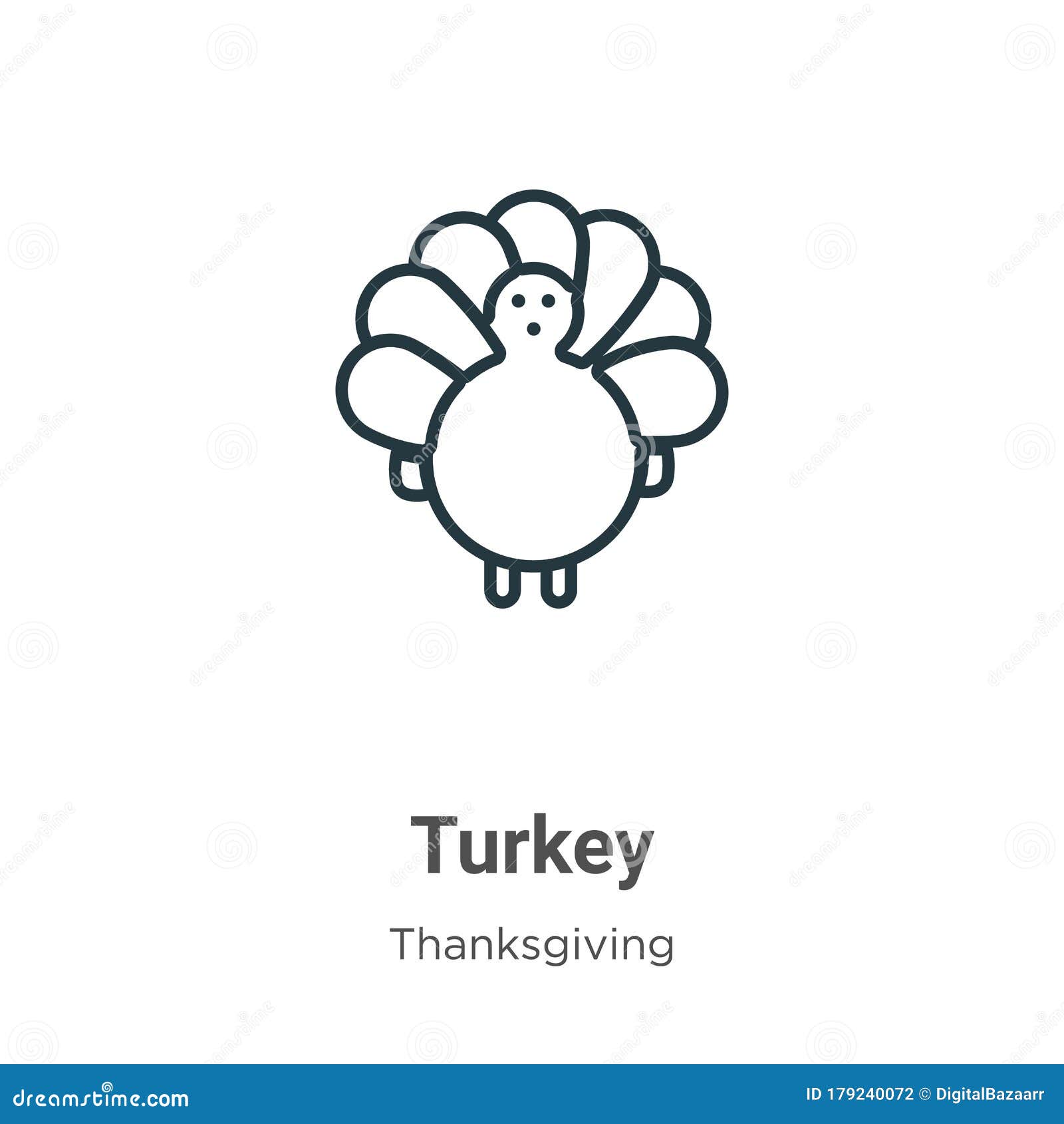 Turkey Outline Vector Icon. Thin Line Black Turkey Icon, Flat Vector ...