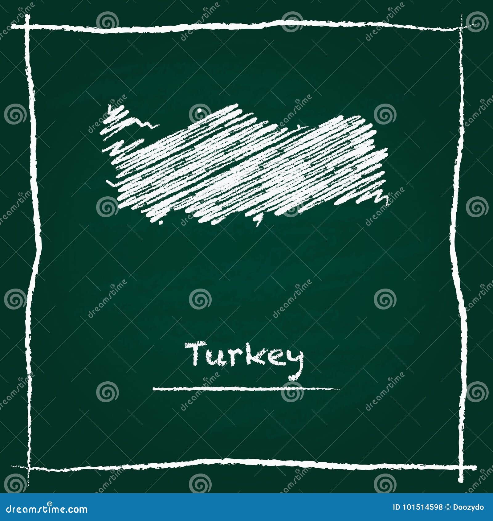 Turkey Outline Vector Map Hand Drawn with Chalk. Stock Vector ...