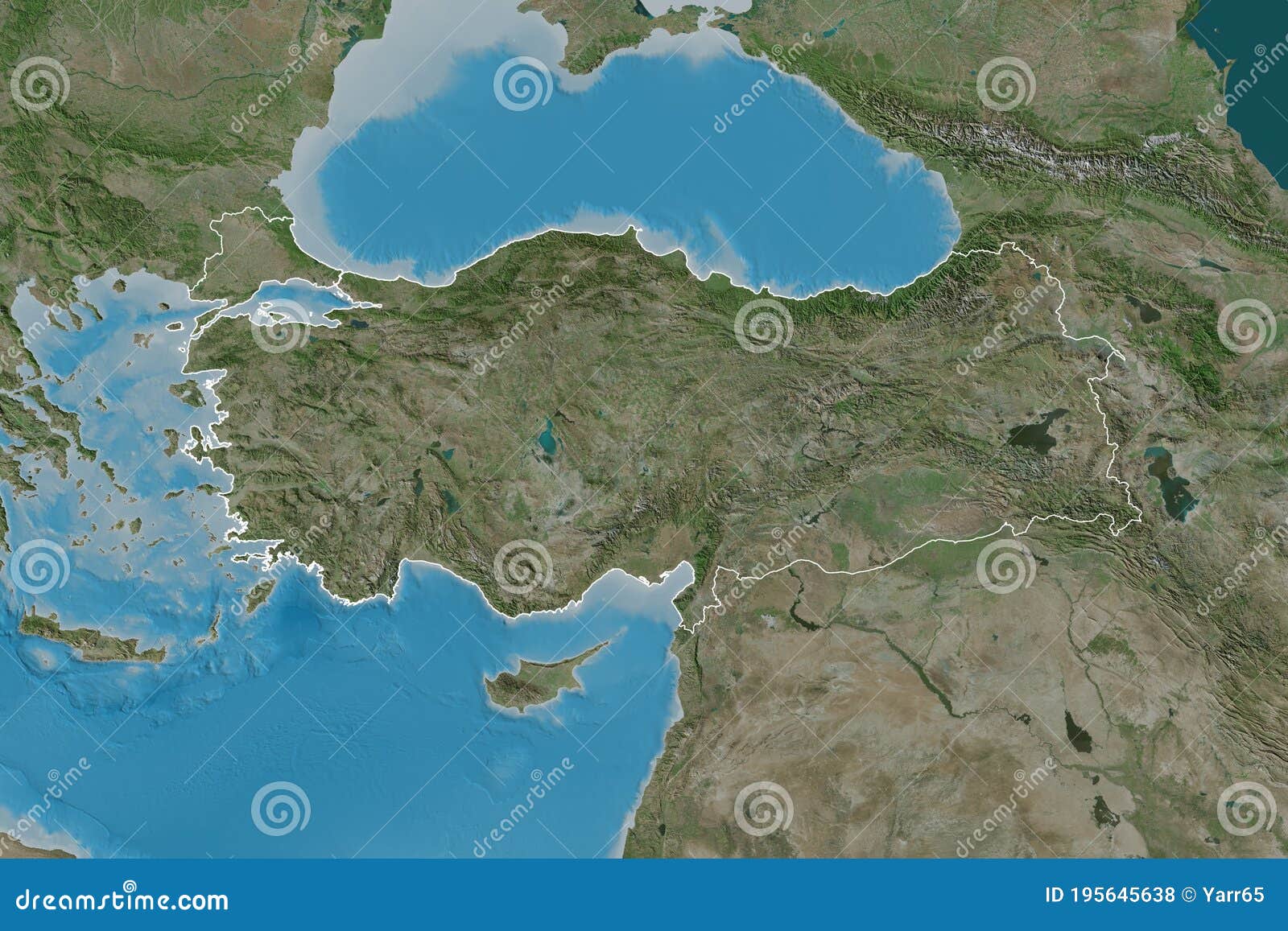 Turkey outlined. Satellite stock illustration. Illustration of ...