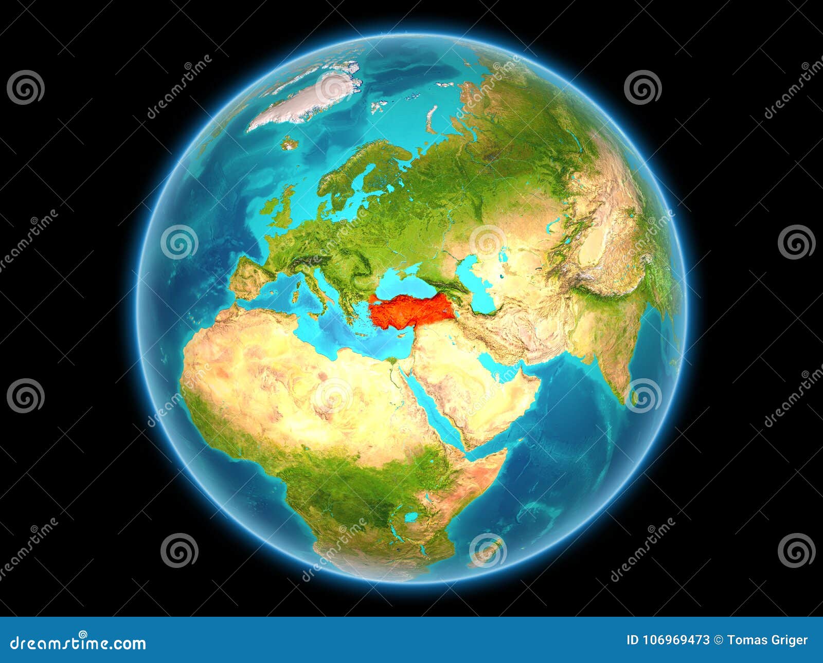 Turkey on planet Earth stock illustration. Illustration of satellite ...