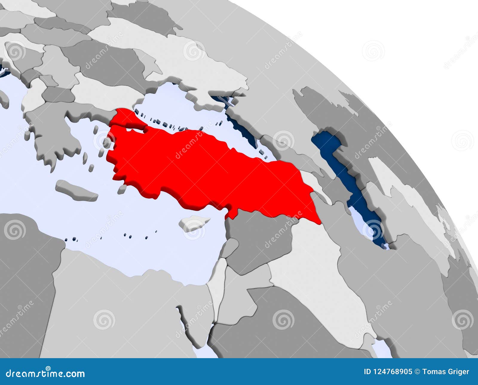 Turkey in red on map stock illustration. Illustration of turkey - 124768905