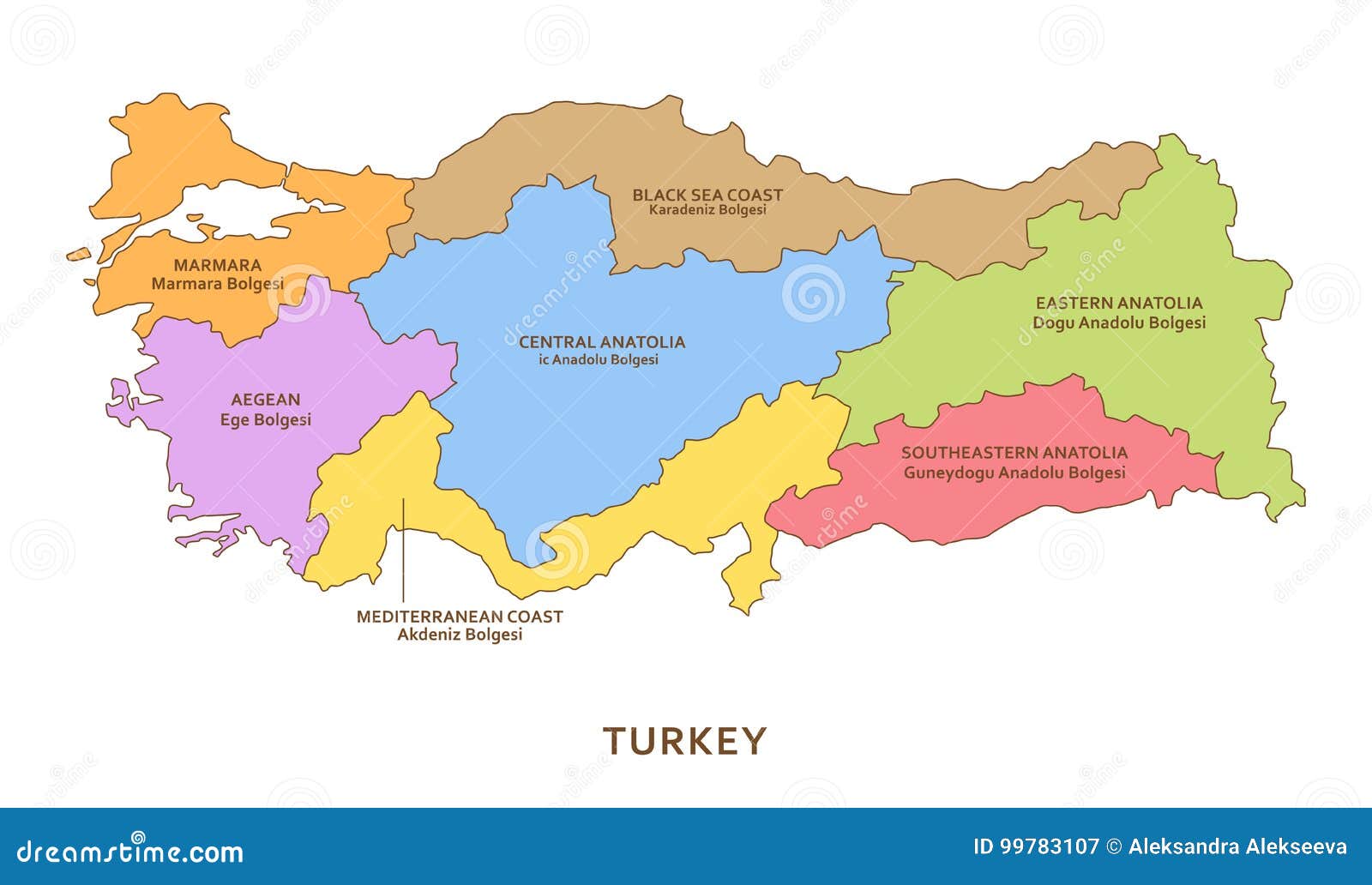 Turkey Regions, Vector Geography Background Stock Vector - Illustration ...