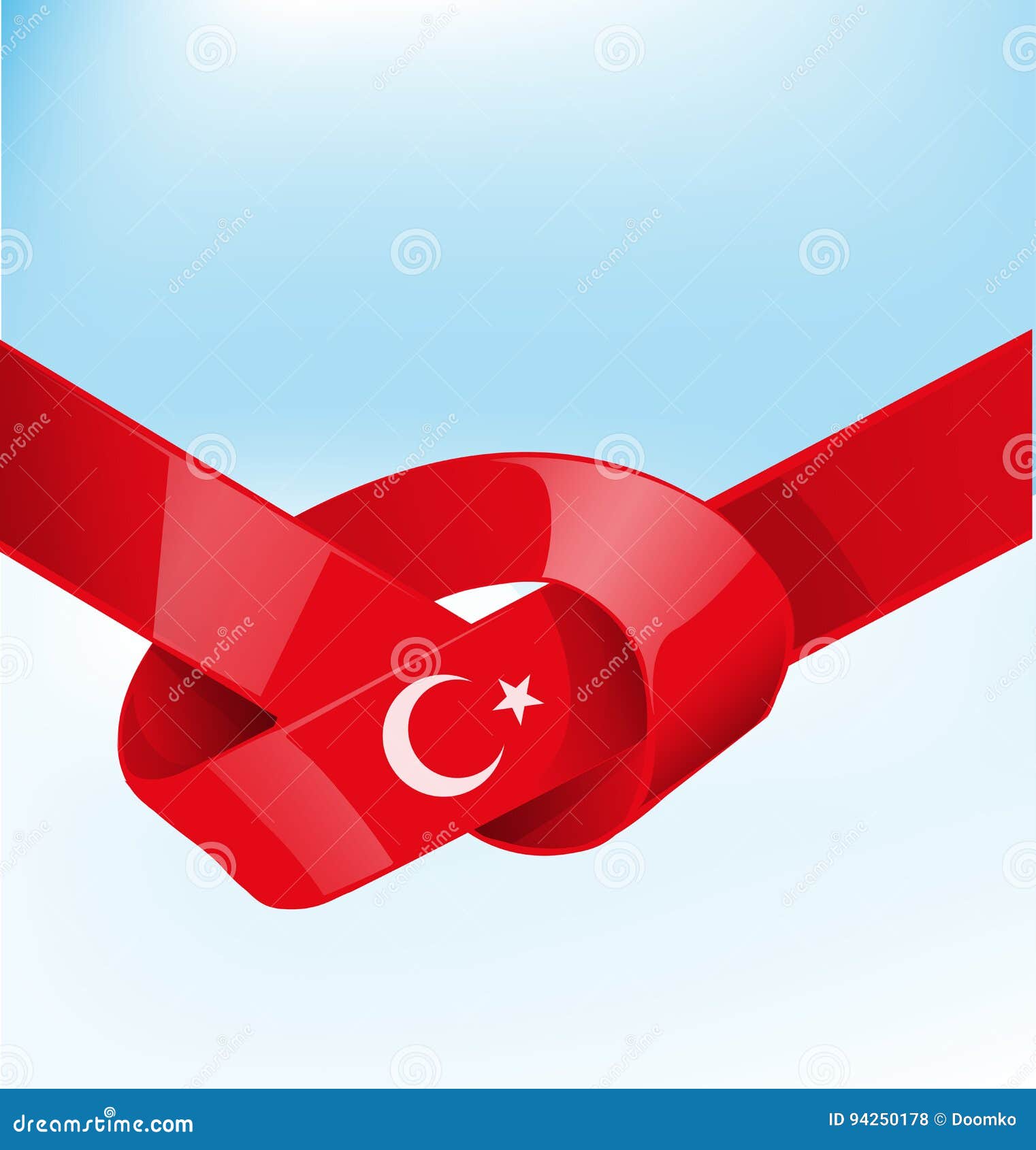 Turkey Ribbon Flag on Bue Sky Stock Vector - Illustration of oriental ...