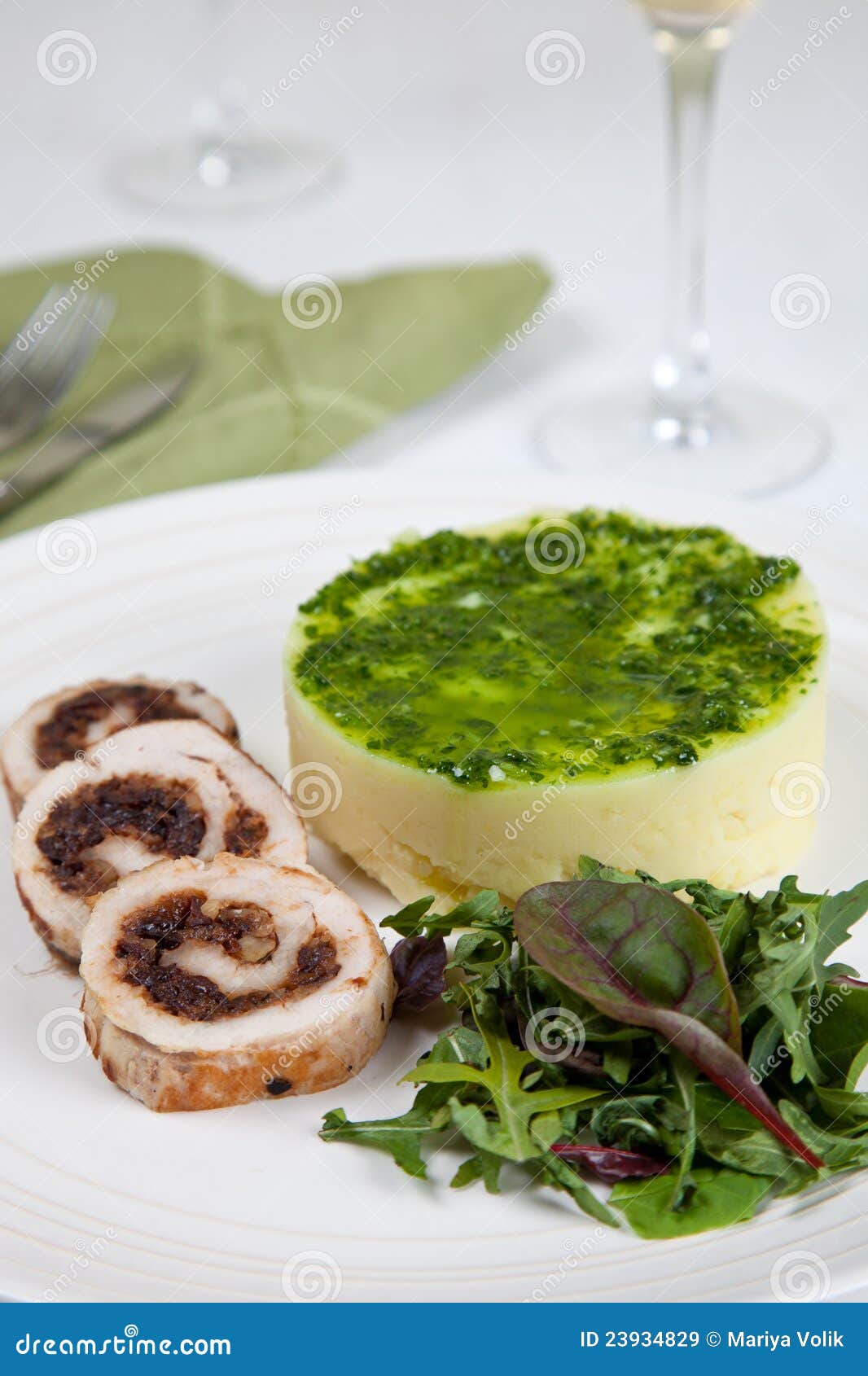 Turkey Roll with Prunes Filling Stock Image - Image of leaves, poultry ...