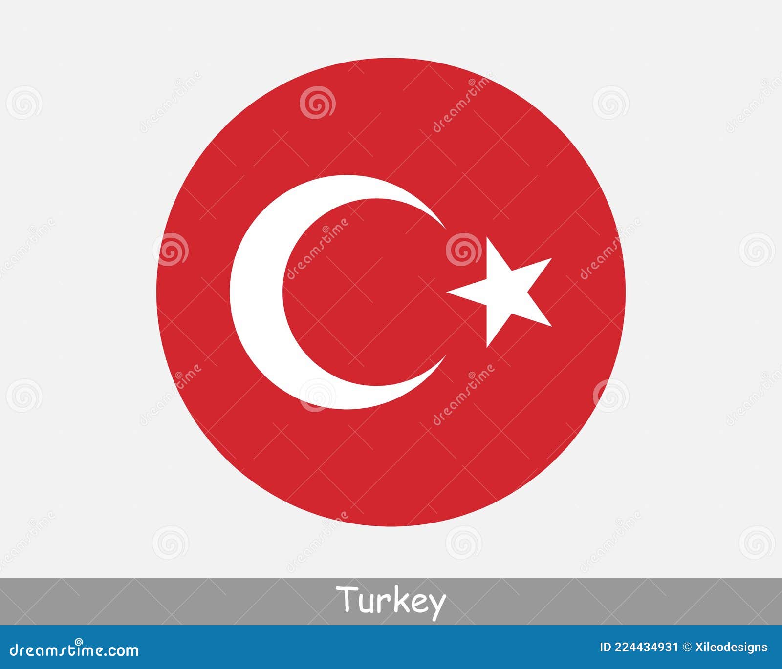 Turkey Round Circle Flag. Turkish Turk Circular Button Banner Icon ...