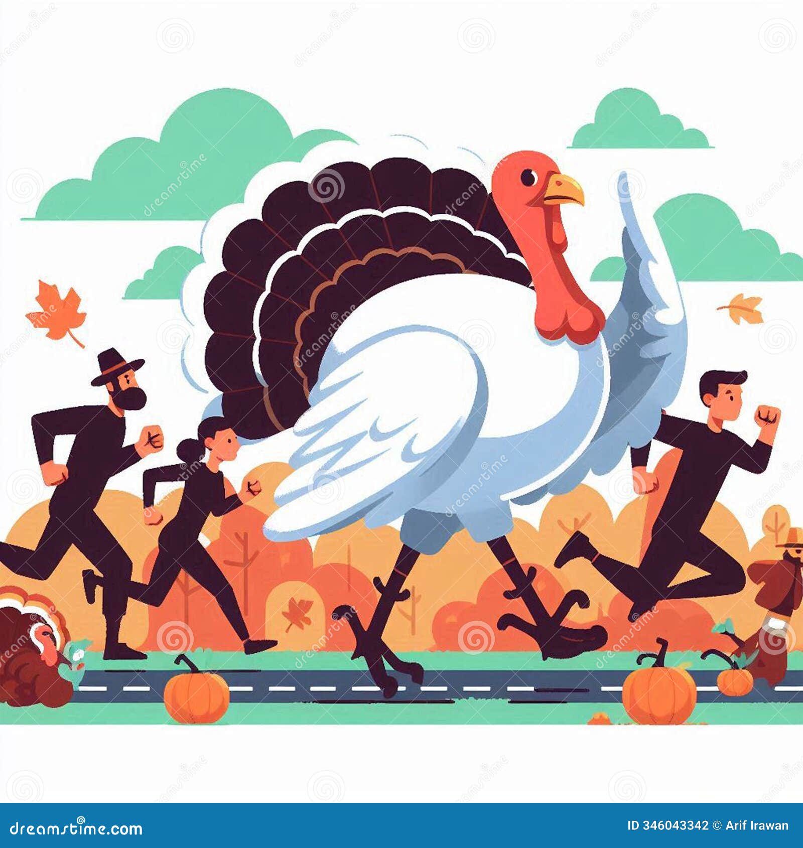 A Turkey is Running Down a Road with People Running Behind it Stock ...