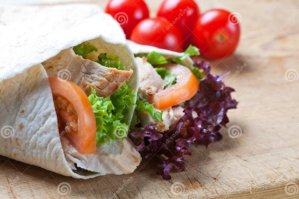 Turkey, Salad, and Stuffing Wraps Stock Image - Image of sliced, green ...