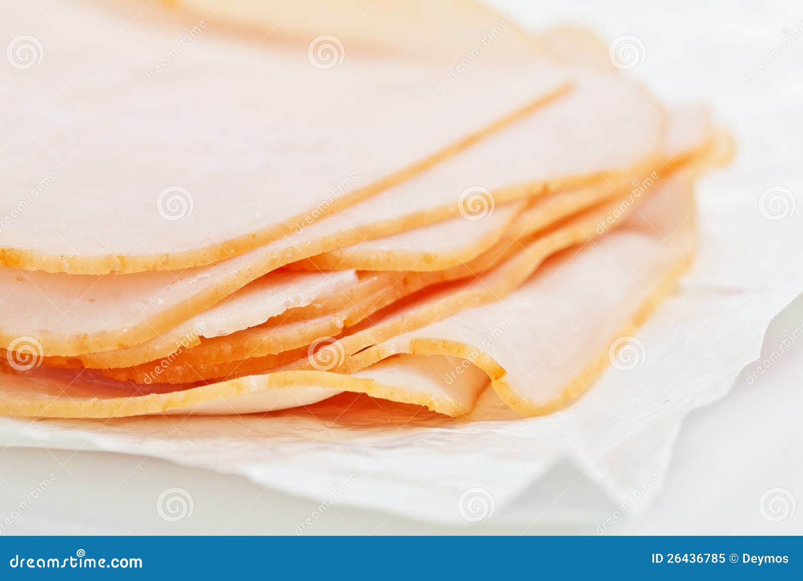 Turkey Salami Slices on the White Paper Stock Image - Image of dietary ...