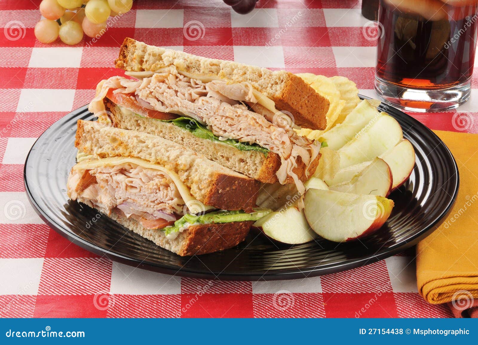 Turkey sandwich stock photo. Image of plates, lunch, cola - 27154438